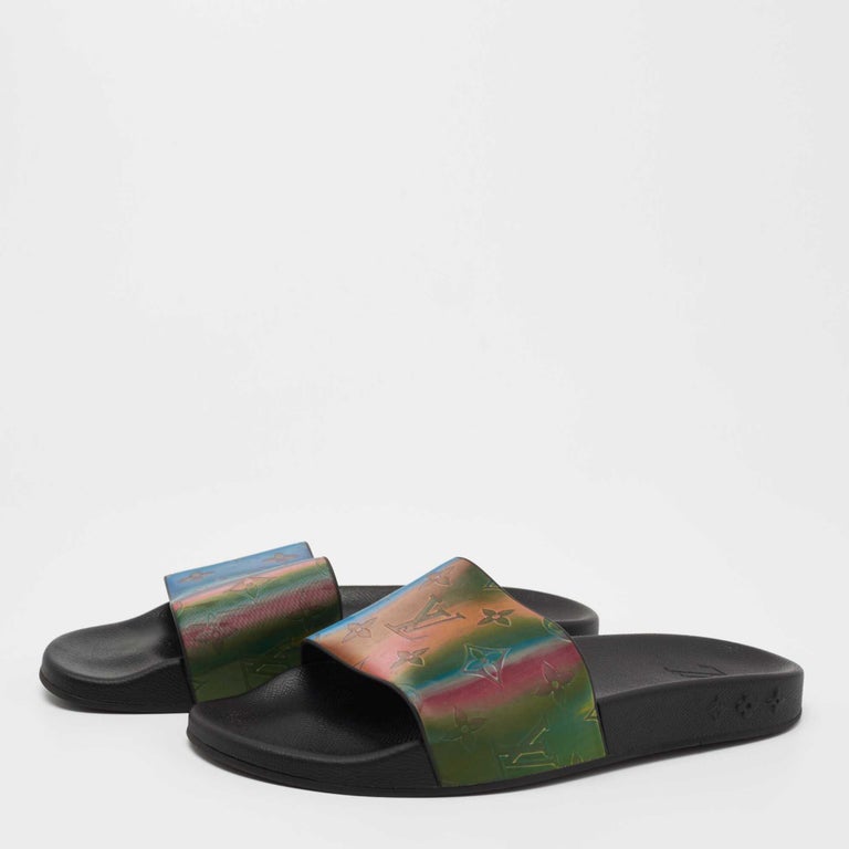Louis Vuitton Multicolor Iridescent Monogram Rubber Waterfront Slides ...