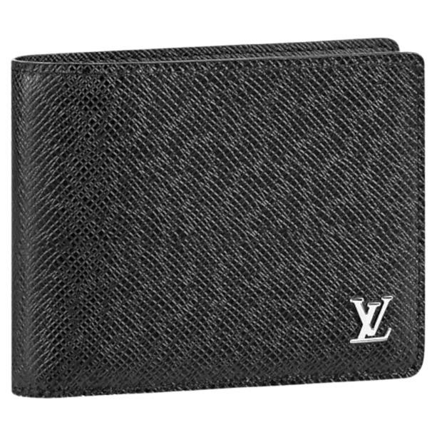 Louis Vuitton Multiple Wallet Black Taiga Cowhide Leather For Sale at ...