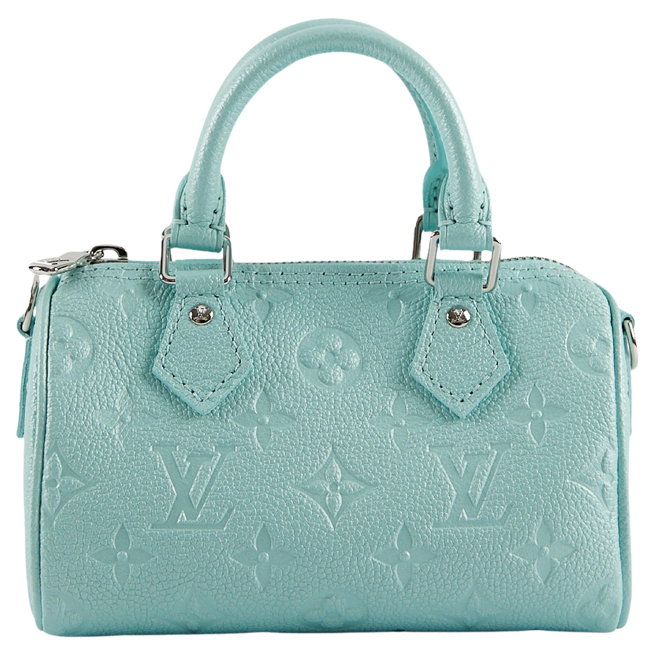 LOUIS VUITTON NANO SPEEDY PEARLY LAGOON TURQUOISE Cowhide Leather with ...