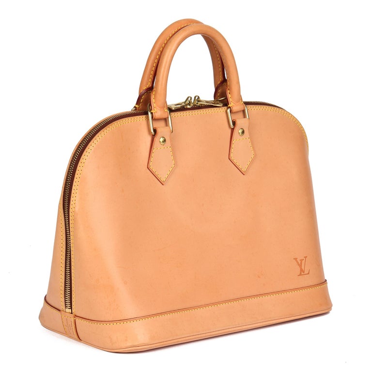 LOUIS VUITTON Natural Vachetta Leather Vintage Alma PM For Sale at 1stDibs