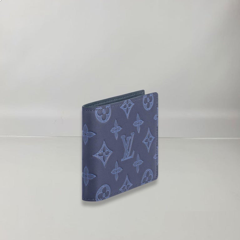 Louis Vuitton Navy blue Monogram Shadow cowhide leather Multiple Wallet ...