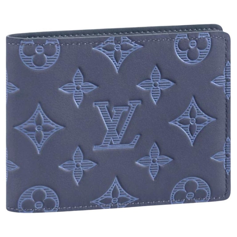 Louis Vuitton Navy blue Monogram Shadow cowhide leather Multiple Wallet ...