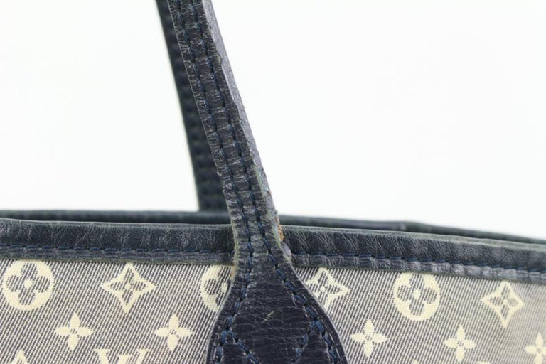 Louis Vuitton Navy x Grey Monogram Mini Lin Neverfull MM Idylle ...