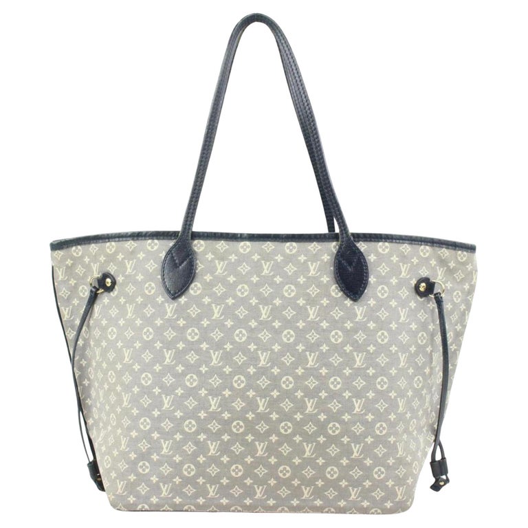 Louis Vuitton Navy x Grey Monogram Mini Lin Neverfull MM Idylle ...