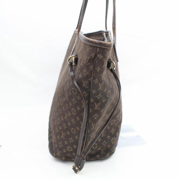 Louis Vuitton Neverfull Ebene Monogram Mini Lin Mm 869663 Brown Canvas ...