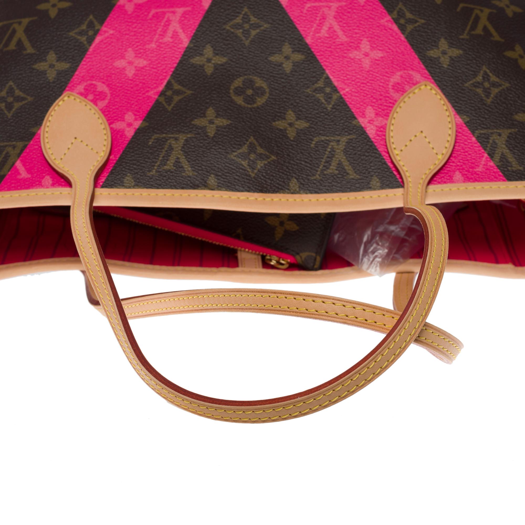 Louis Vuitton Neverfull Limited Edition "Saint Tropez" Hot Pink Tote ...