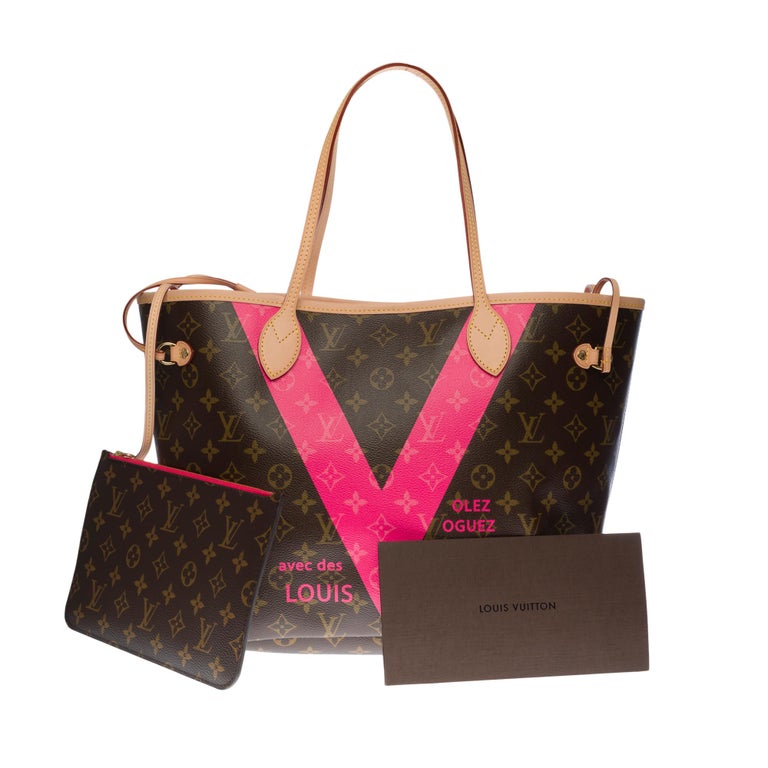 Louis Vuitton Neverfull Limited Edition "Saint Tropez" Hot Pink Tote ...