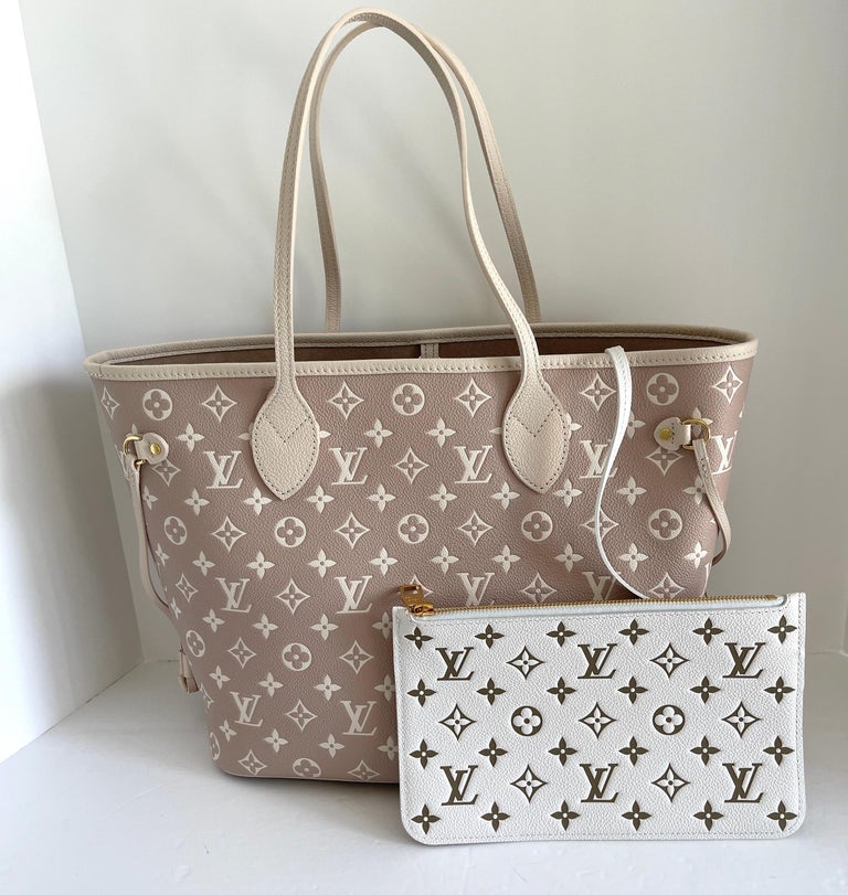 Louis Vuitton Neverfull MM Kaki Beige Monogram Empreinte Bag SOLDOUT AT ...