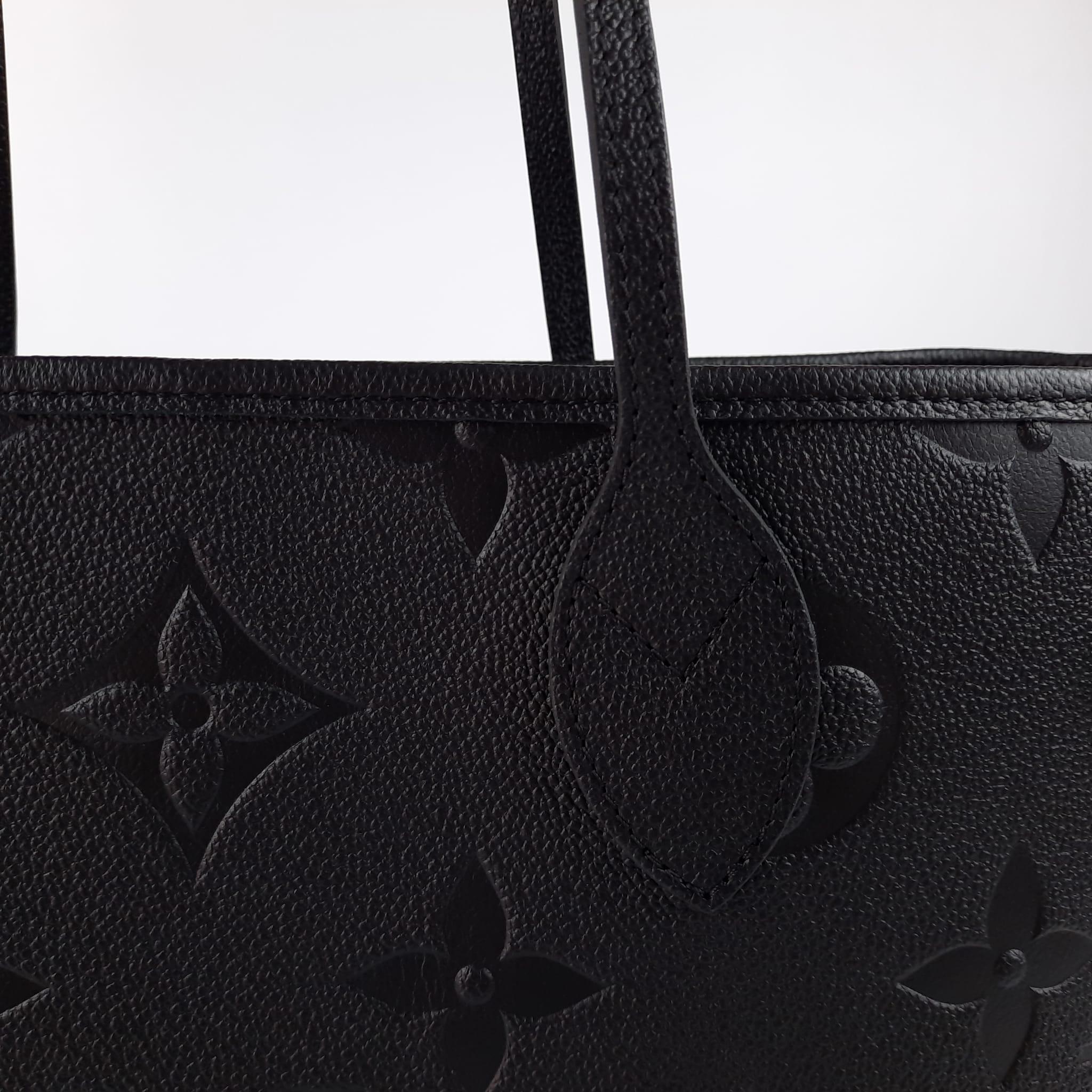 Louis Vuitton Neverfull MM Tote Bag Black Embossed Cowhide Leather For ...