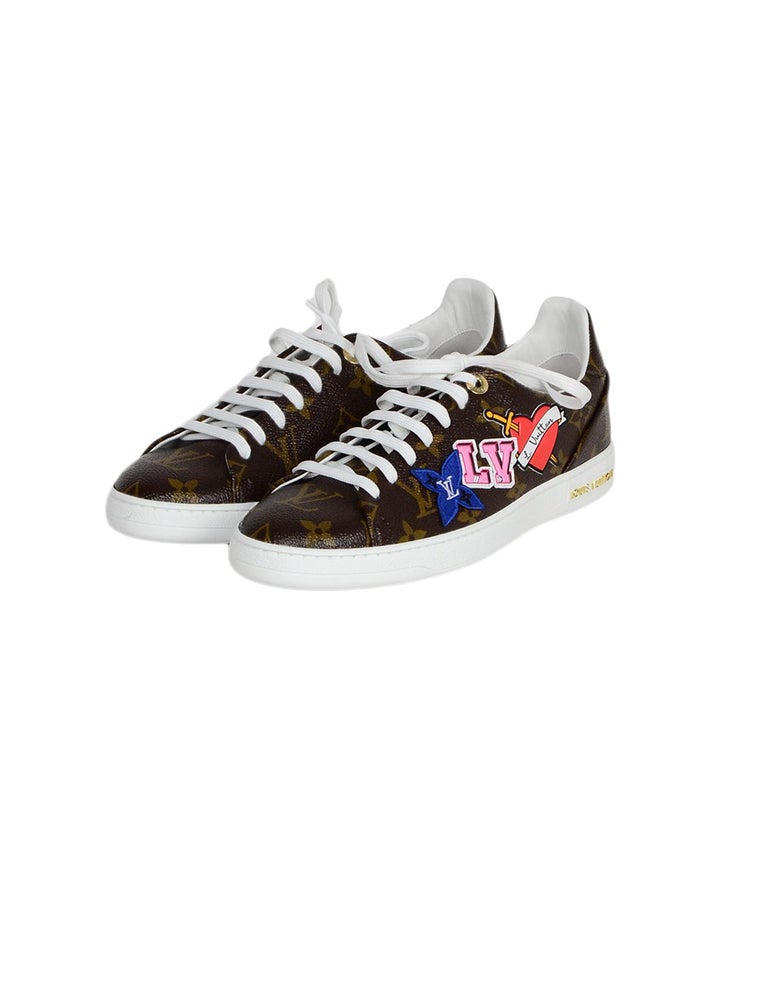 Louis Vuitton New 2018 Monogram Frontrow Patchwork Sneakers sz 37.5 For ...