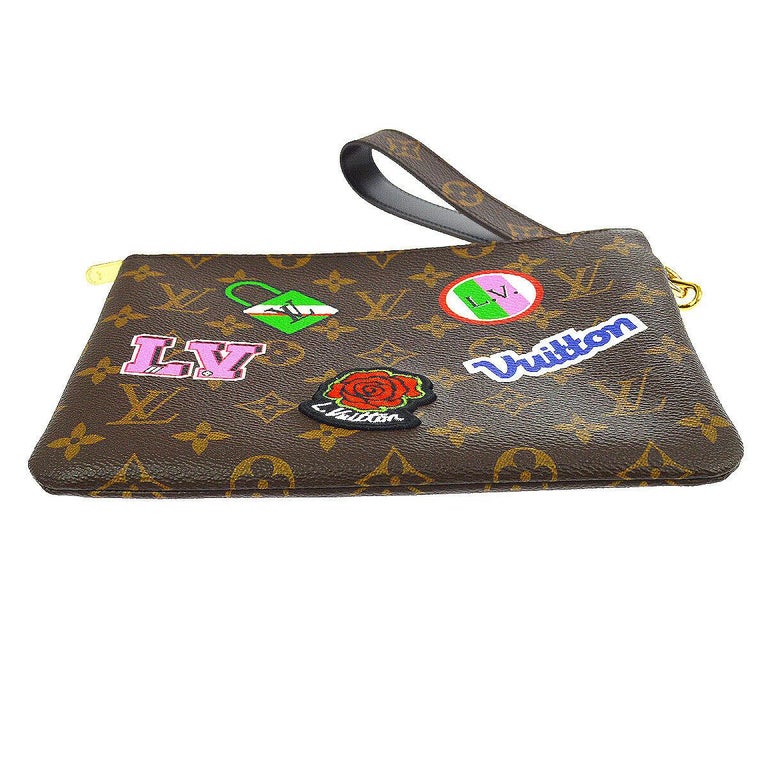 Louis Vuitton NEW Monogram Patch Sticker Envelope Pouch Clutch Wristlet ...