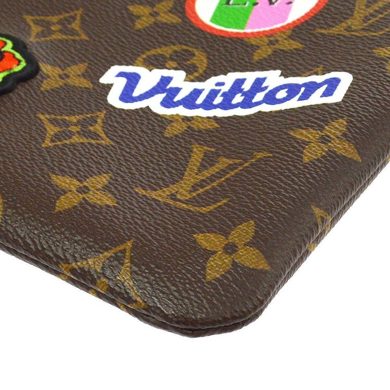 Louis Vuitton NEW Monogram Patch Sticker Envelope Pouch Clutch Wristlet ...