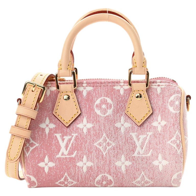 LOUIS VUITTON NEW Nano Speedy Pink Monogram Canvas Top Handle Shoulder ...