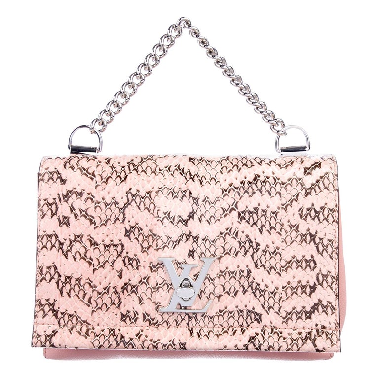 Louis Vuitton NEW Pink Leather Snakeskin Exotic Top Handle Satchel ...