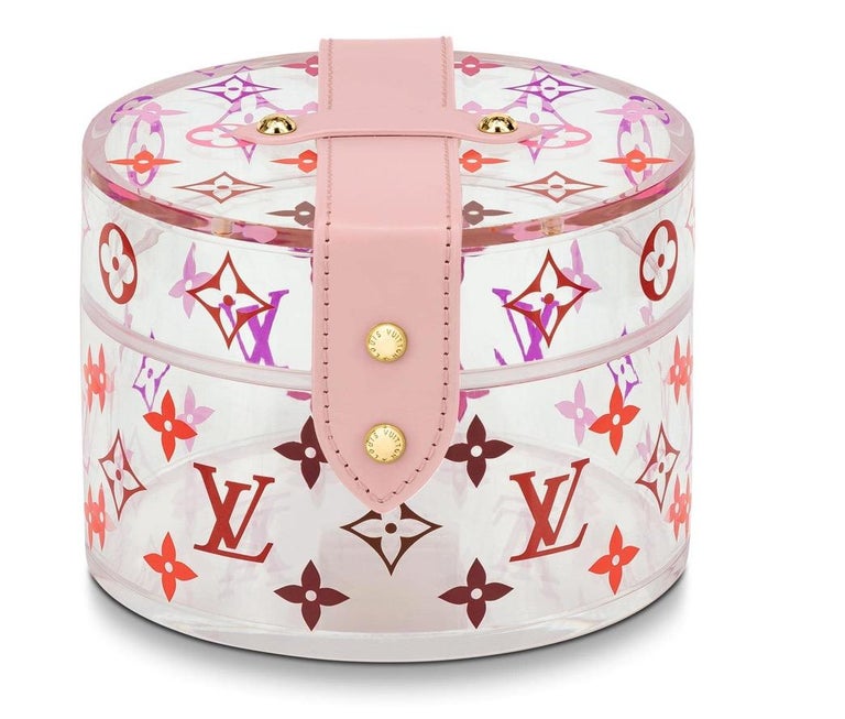 Louis Vuitton NEW Pink Monogram Plexi Leather Vanity Jewelry Trinket ...