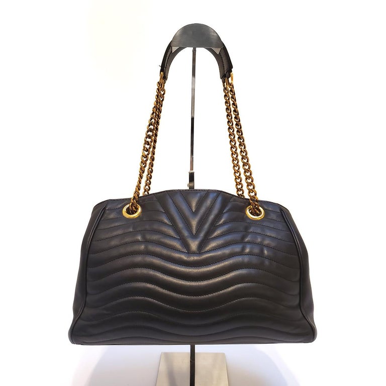 Louis Vuitton New Wave Chain Black Quilted Tote Handbag At 1stdibs