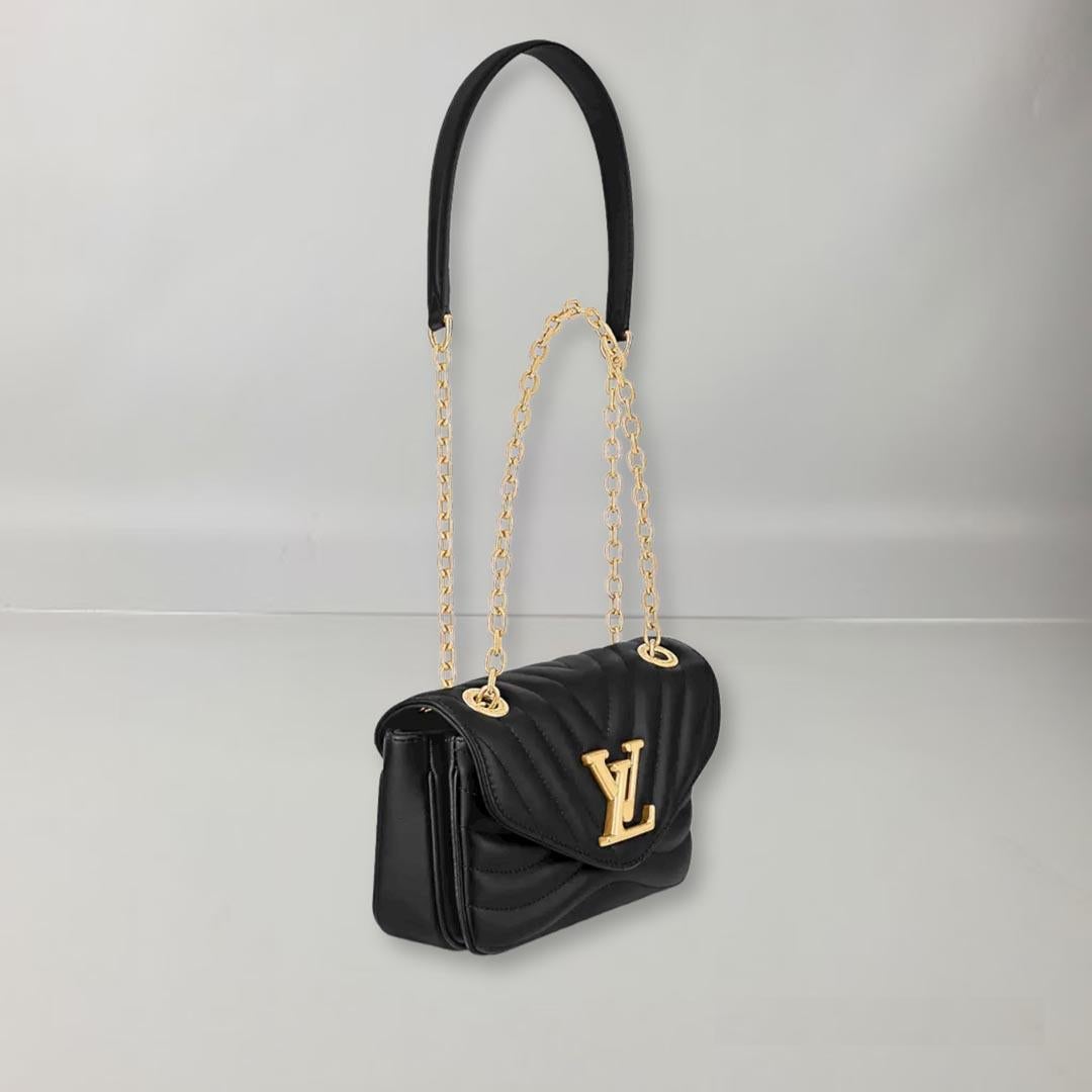 Louis Vuitton New Wave PM Chain Bag Black Quilted Cowhide Leather For ...