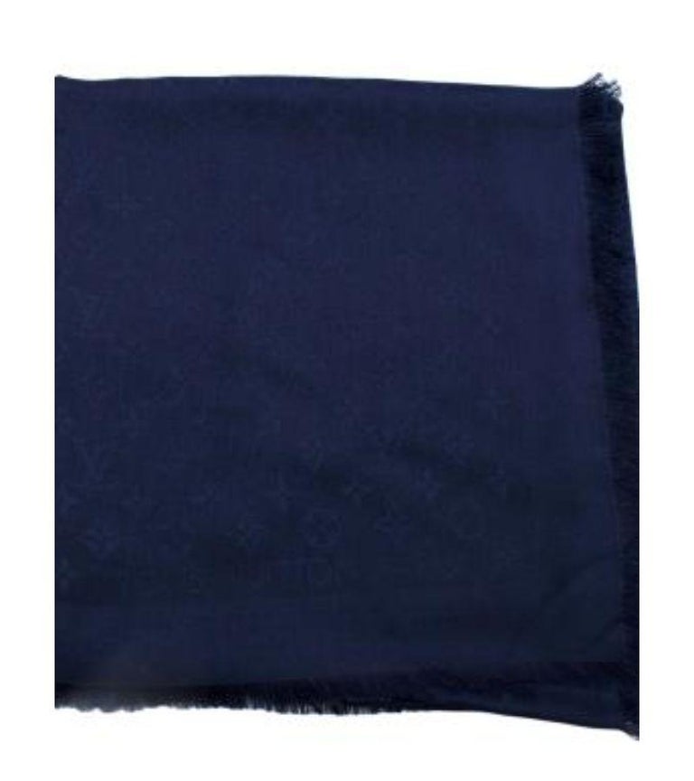 Louis Vuitton Night Blue Silk and Wool Monogram Stole For Sale at 1stDibs