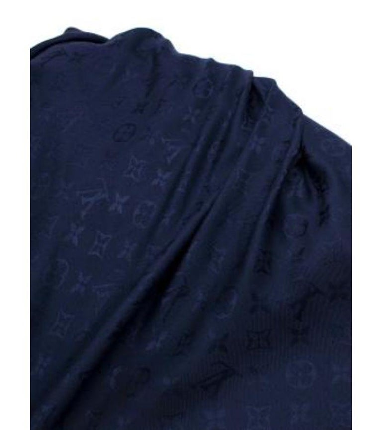 Louis Vuitton Night Blue Silk and Wool Monogram Stole For Sale at 1stDibs