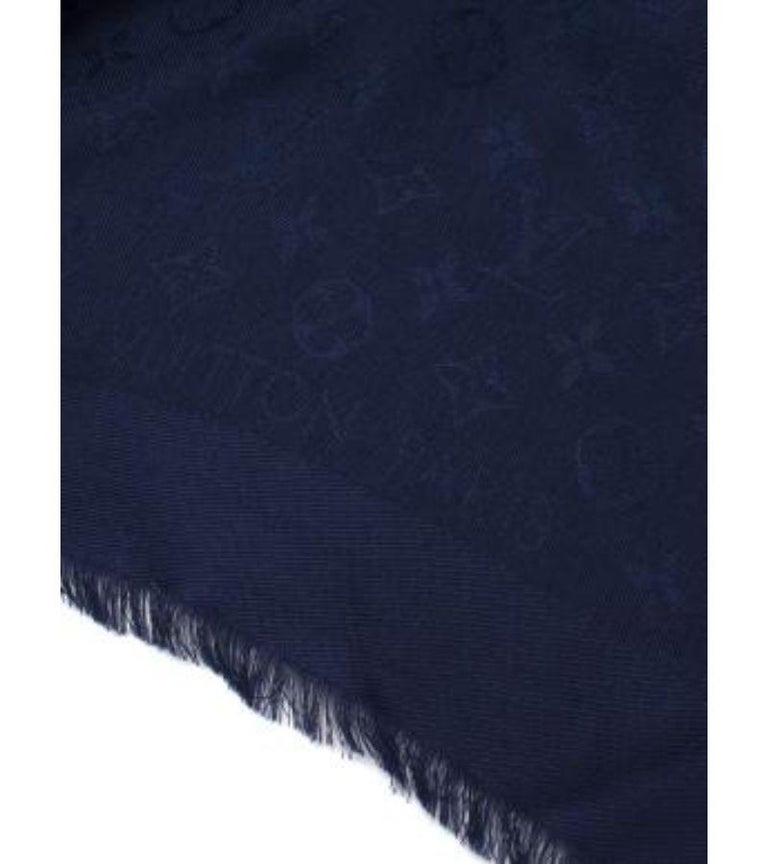 Louis Vuitton Night Blue Silk and Wool Monogram Stole For Sale at 1stDibs