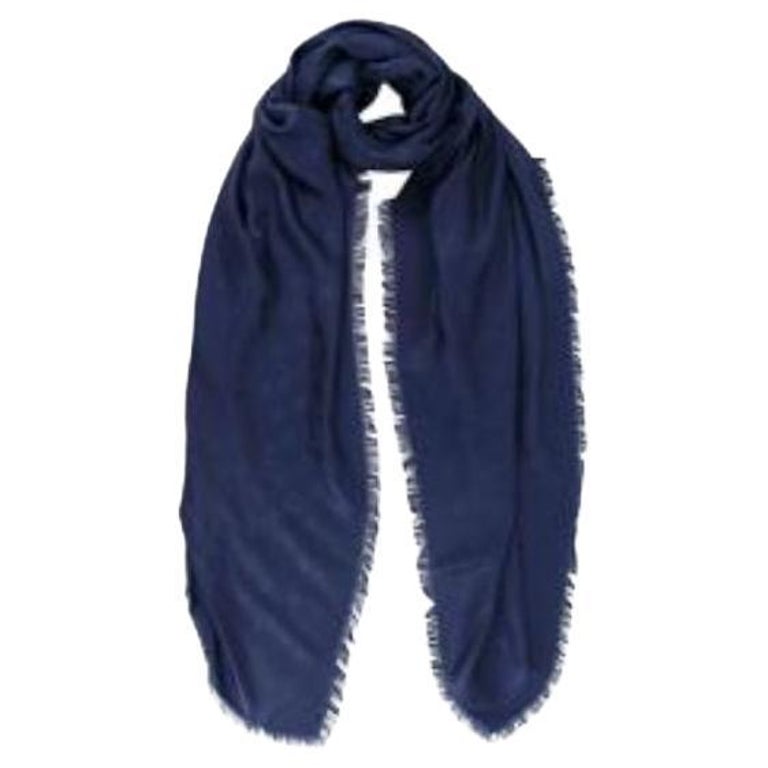 Louis Vuitton Night Blue Silk and Wool Monogram Stole For Sale at 1stDibs
