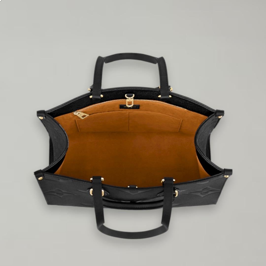 Louis Vuitton Onthego MM Tote Bag Black Monogram Empreinte Leather For ...