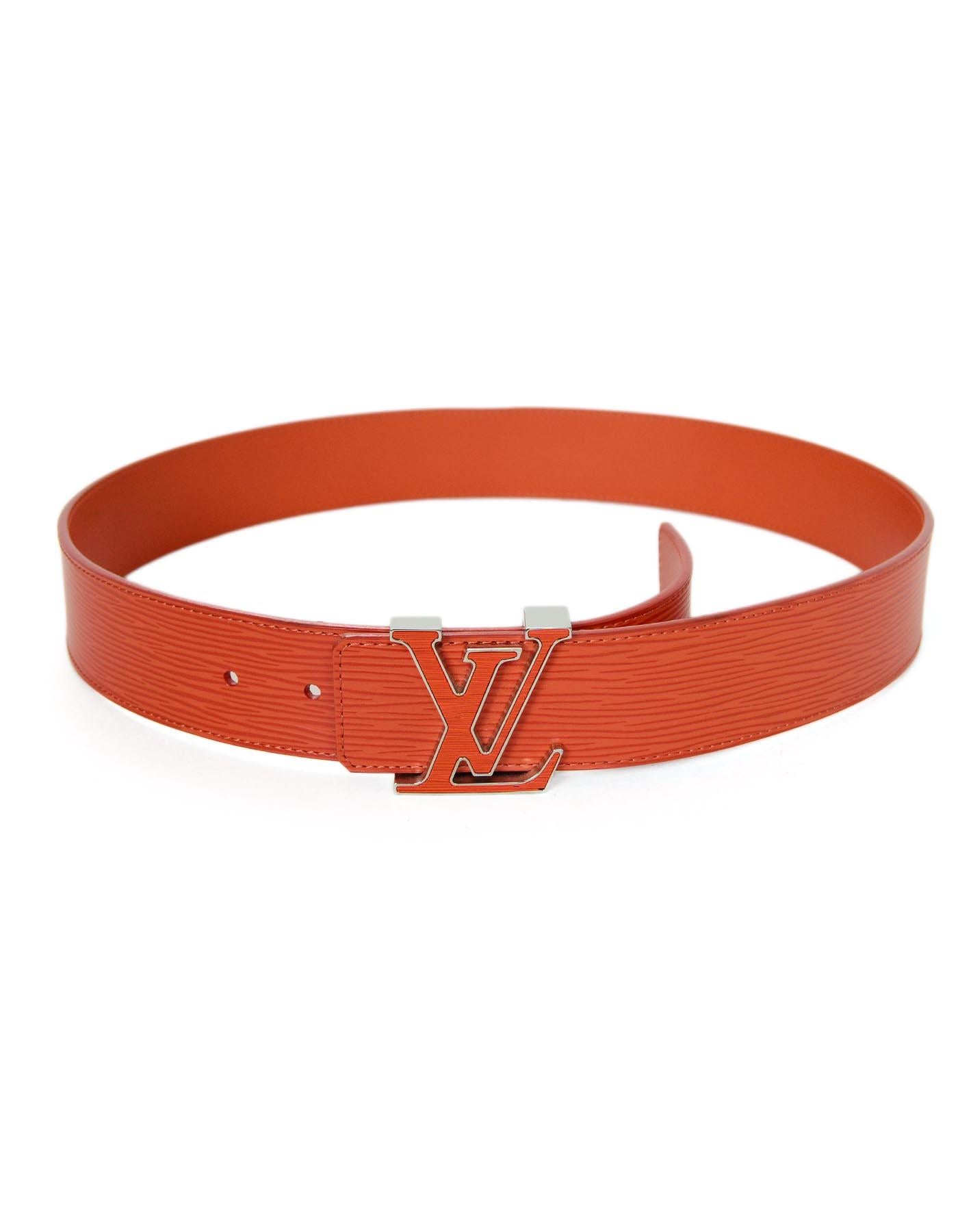 Louis Vuitton Orange Epi Leather Initiales LV Logo Belt Sz 85cm /34 ...