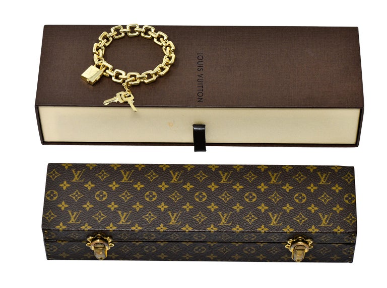 Louis Vuitton Paris 2000s 18 Karat Yellow Gold Square Lock and Key ...
