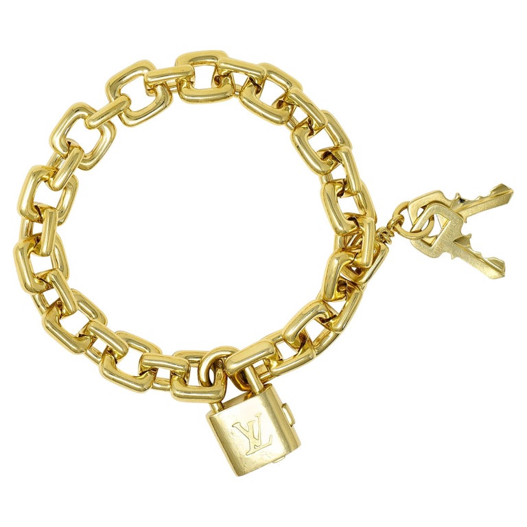 Louis Vuitton Paris 2000s 18 Karat Yellow Gold Square Lock and Key ...