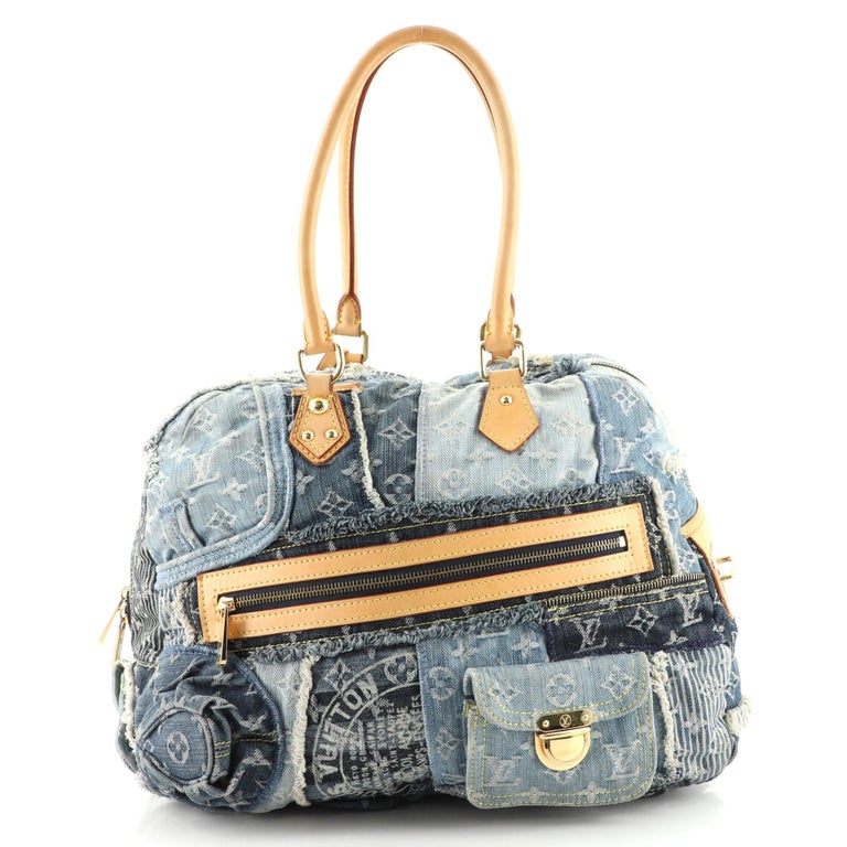 Louis Vuitton Patchwork Bowly Handbag Denim For Sale at 1stDibs