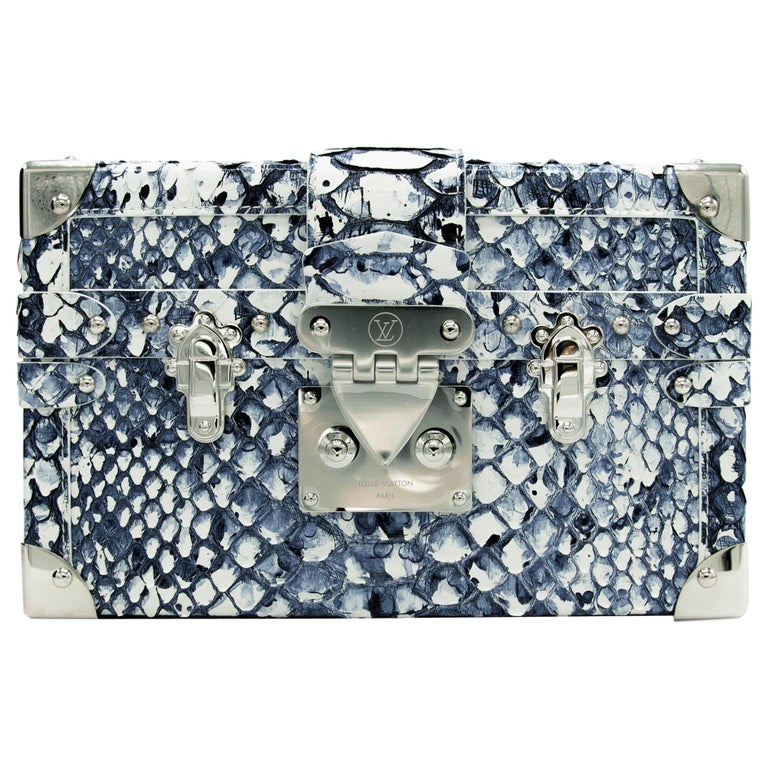 Louis Vuitton Petite Malle Python Blue and White For Sale at 1stDibs