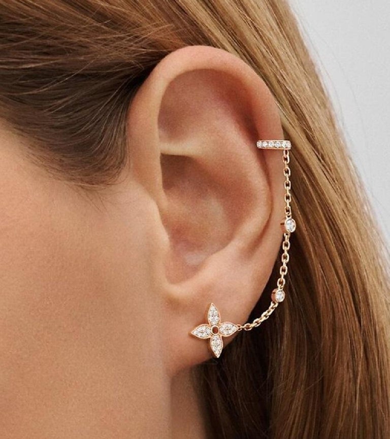 Louis Vuitton Pink Gold Idylle Blossom Mono Chain Earrings and Diamonds ...