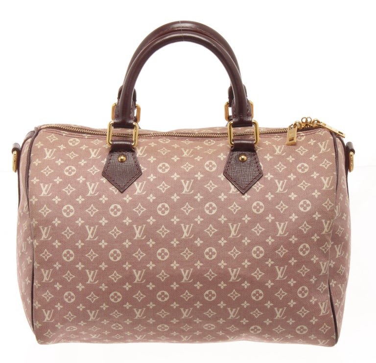 Louis Vuitton Pink Ivory Canvas Leather Mini Lin Speedy 30 Bandoulie ...