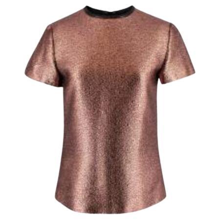 Louis Vuitton Pink Metallic Leather Trimmed Top For Sale at 1stDibs