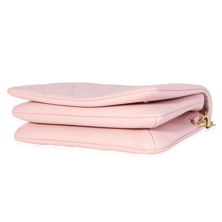 Louis Vuitton Pink Monogram-Embossed Puffy Lambskin Leather Pochette ...