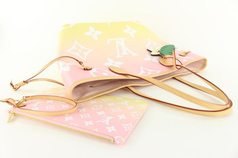 Louis Vuitton Pink Yellow Monogram By the Pool Neverfull MM with Pouch ...