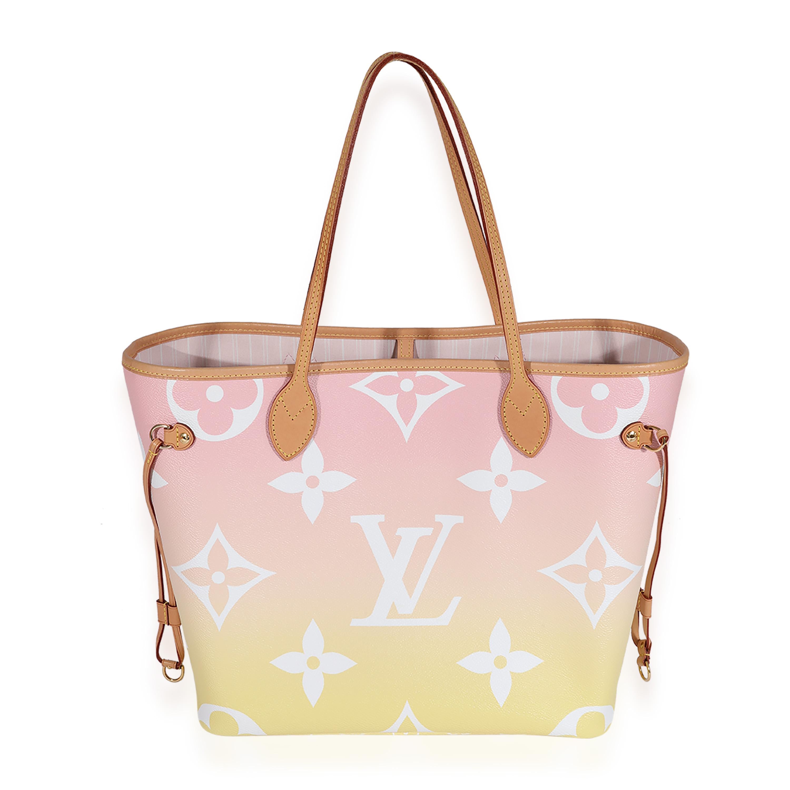 Louis Vuitton Pink and Yellow Monogram Giant By The Pool Neverfull MM ...
