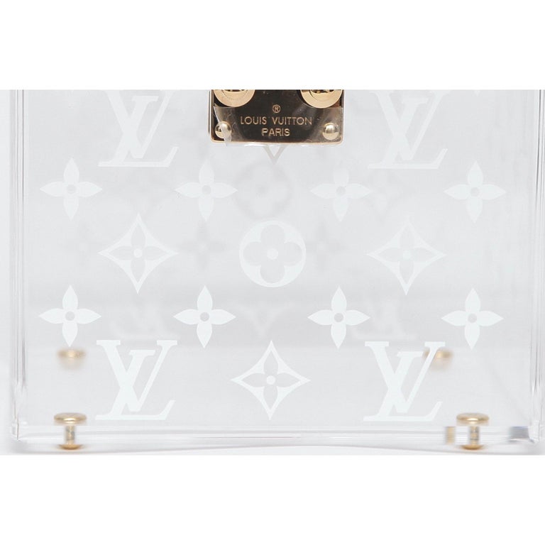 LOUIS VUITTON Plexiglass Monogram CUBE SCOTT BOX Gold HW Leather Trunk ...