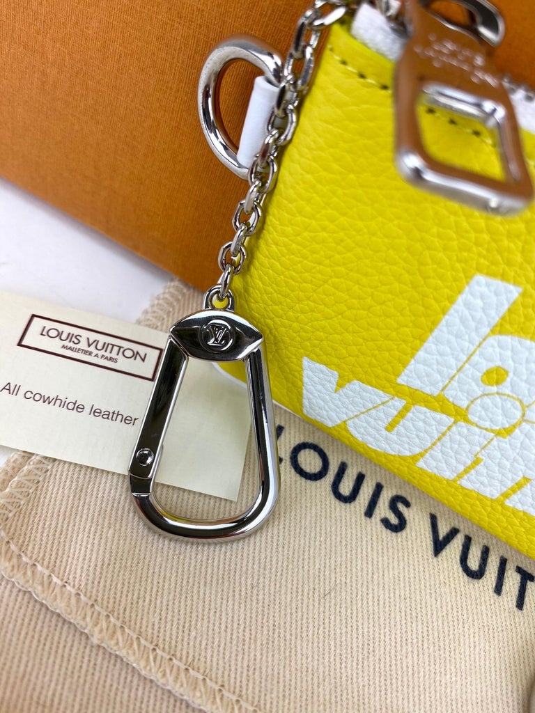 LOUIS VUITTON Pochette Cle Yellow Leather Key Chain Wallet Bag Charm ...