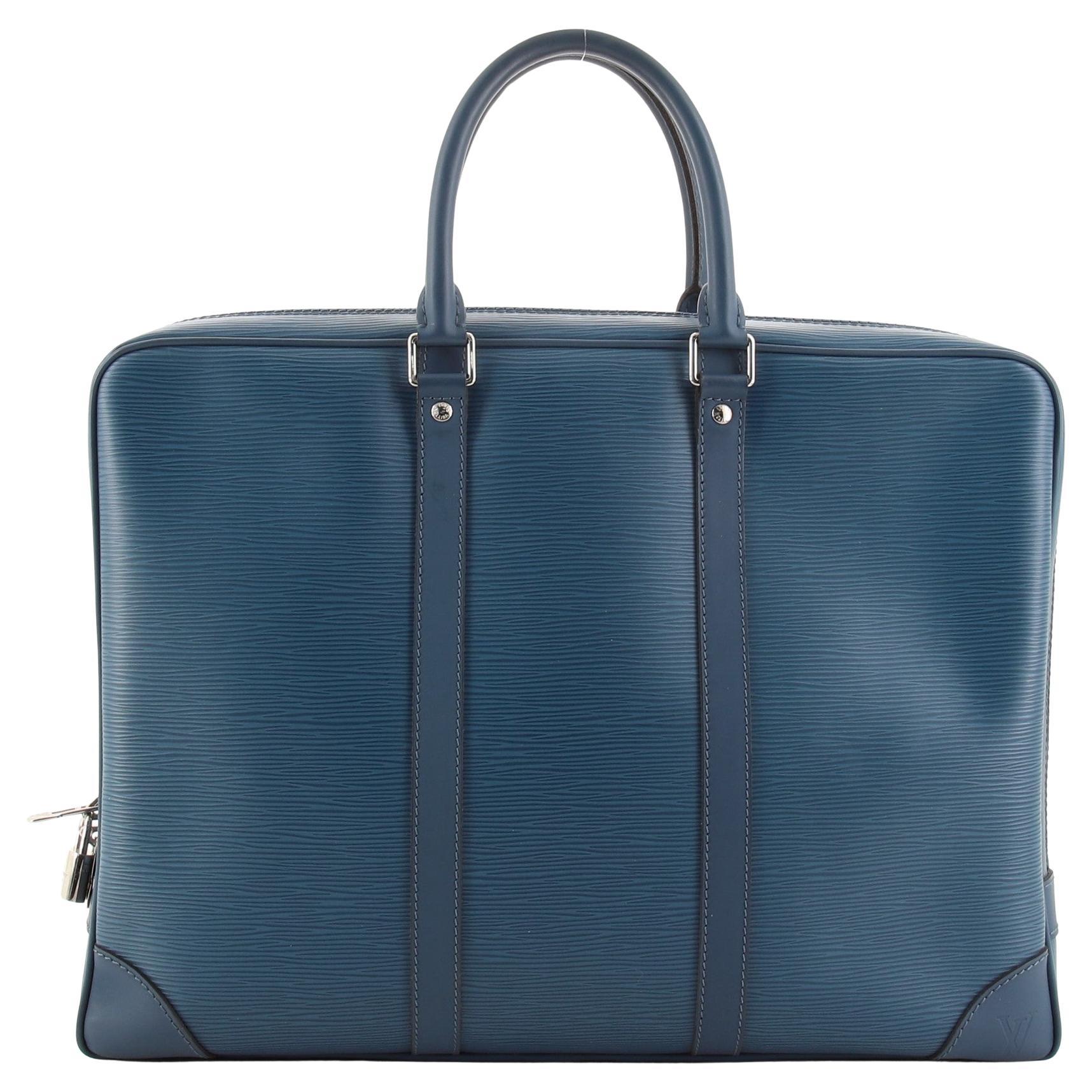 PAUL SMITH Blue Pattern Embossed Textured Leather Briefcase Bag at ...