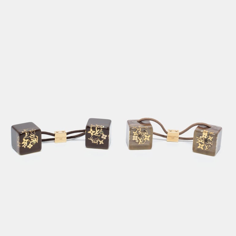 Louis Vuitton Praline Brown Resin Inclusion Hair Cubes Set of 2 For ...