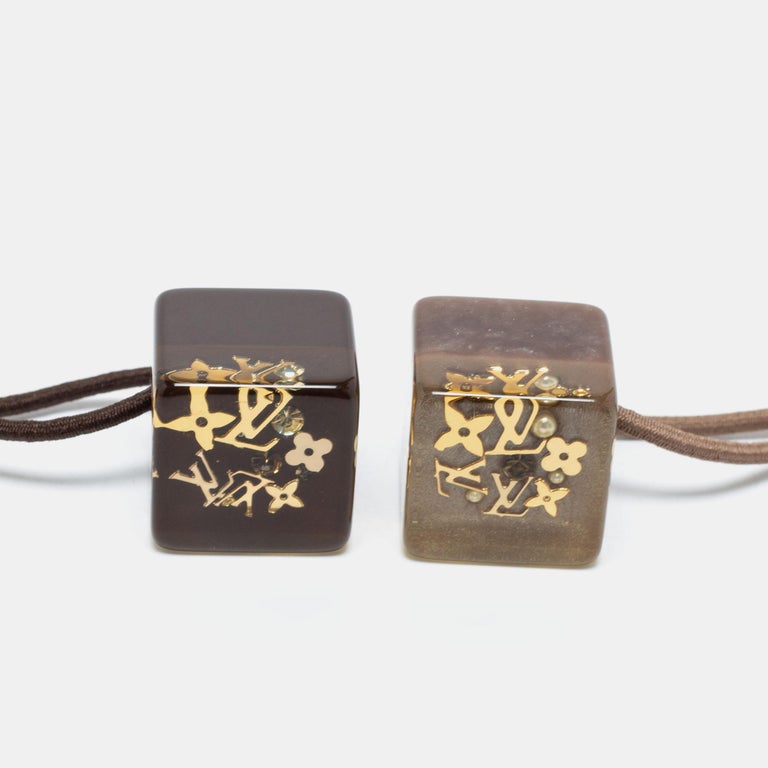 Louis Vuitton Praline Brown Resin Inclusion Hair Cubes Set of 2 For ...