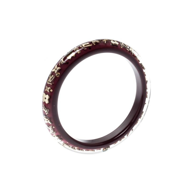 Louis Vuitton Purple Clear Resin Gold Tone Monogram Inclusion Bangle ...