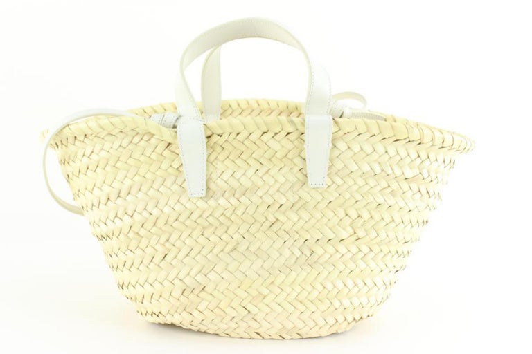 Céline Raffia with Leather Triomphe Classic Panier Basket Tote 95ce826s ...