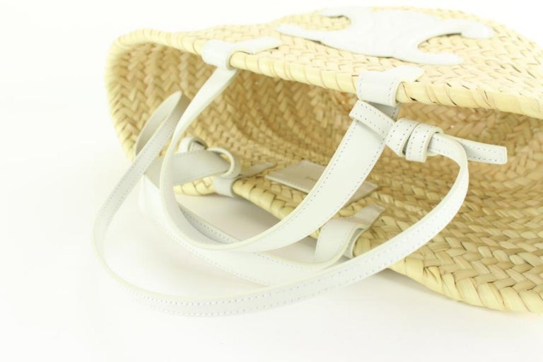 Céline Raffia with Leather Triomphe Classic Panier Basket Tote 95ce826s ...