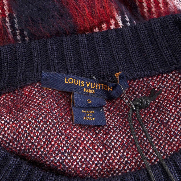 LOUIS VUITTON red blue white mohair 2019 OVERSIZED CHECK Sweater S For ...