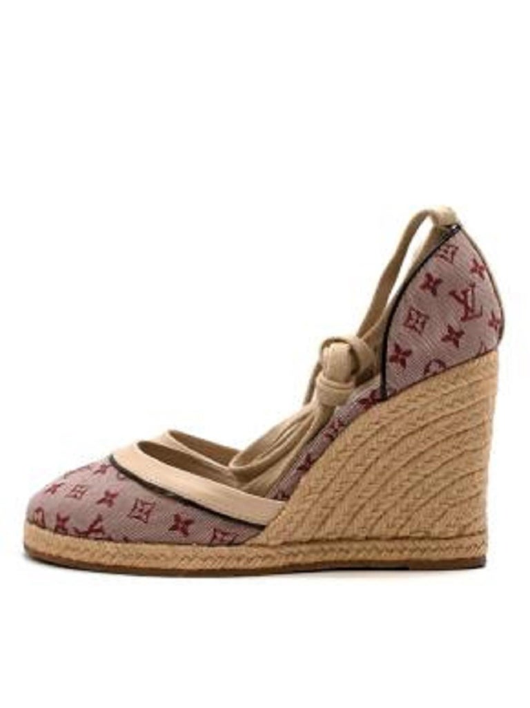Louis Vuitton Red Denim Monogram Espadrille Wedges For Sale at 1stDibs