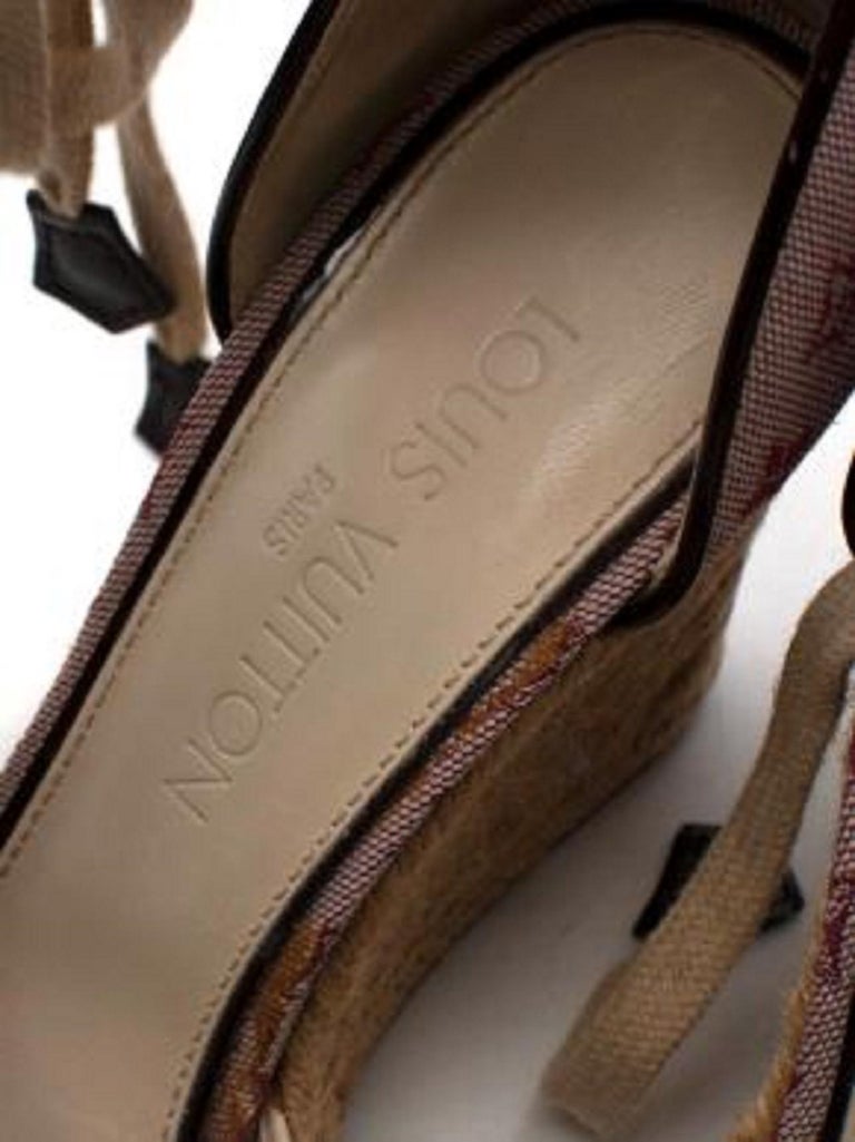 Louis Vuitton Red Denim Monogram Espadrille Wedges For Sale at 1stDibs