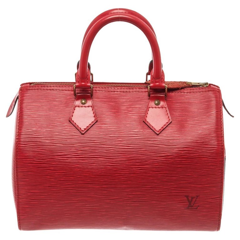 Louis Vuitton Red Epi Leather Speedy 25 Satchel Bag For Sale at 1stDibs