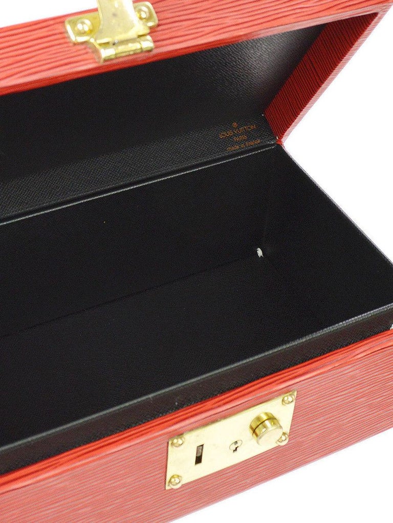 Louis Vuitton Red Leather Top Handle Satchel Vanity Cosmetic Travel Bag ...